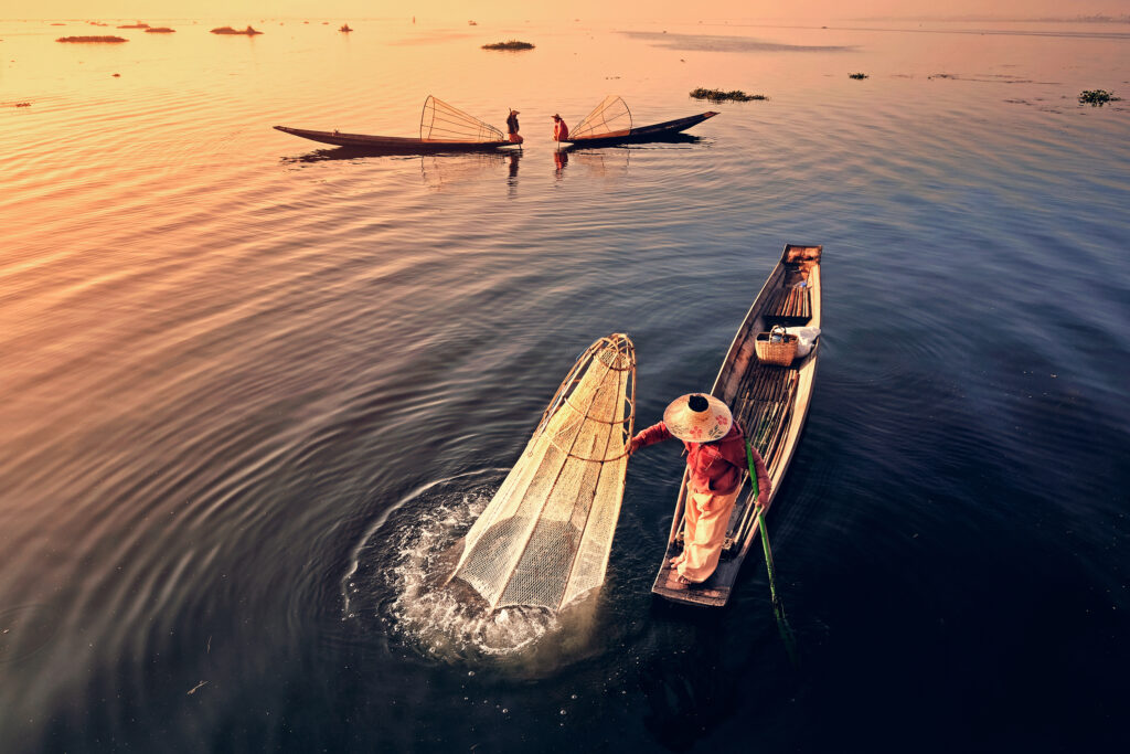 Morning of Fishermen from Inlay Lake - Zooming in on Biodiversity
